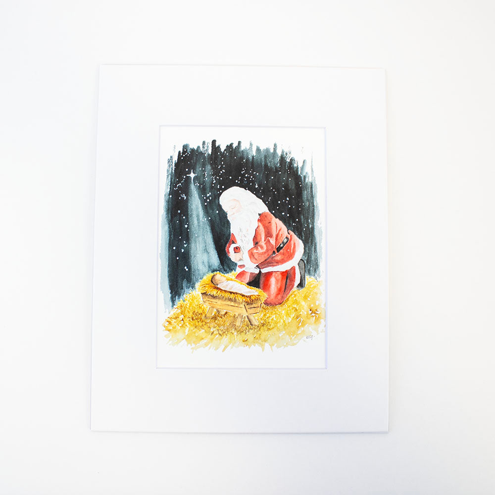 Santa Kneeling over Baby Jesus Giclee Fine Art Print – Krystal Kennedy ...
